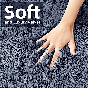 ARONGUS Luxury Fluffy Area Rugs, 5.3x7.5 Feet Gray Soft Plush Furry Rug for Bedroom, Comfy and Cute Rugs for Living Room, Fuzzy Shag Rug for Kids' Room, Big Floor Carpets for School Dorm Classroom