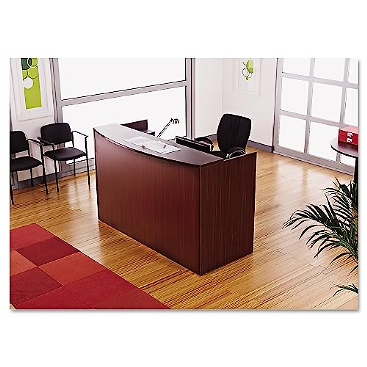 Alera ALEVA327236MY Valencia Series 71 in. x 35.5 in. x 29.5 in. - 42.5 in. Reception Desk with Counter - Mahogany