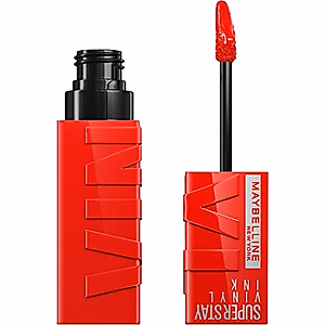 Maybelline Super Stay Vinyl Ink Longwear No-Budge Liquid Lipcolor, Highly Pigmented Color and Instant Shine, Red-Hot, Fire Engine Red Lipstick, 0.14 fl oz, 1 Count