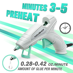 HAUSHOF Mini Hot Glue Gun Kit with Hot Glue Sticks (20-Piece), for Home Decoration & Crafts & Quick Repairs, 20W, 120V
