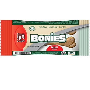 Bonies Natural Hip & Joint Formula Minis-Sized Single Bone, Glucosamine & Omega Fatty Acids, Fresh Breath, Clean Teeth, Low Calories, Chicken Flavor, Minis, 2 Bone Pack