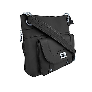 Concealed Carry Gun Purse - Twist Lock Pocket Crossbody Bag by Roma Leathers (Black)