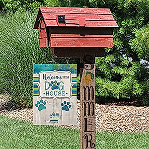 Dog Garden Flag Welcome to Dog House Cute Striped Vertical Burlap Double Sided Outdoor Decor Yard Lawn Home Decoration 12.5 x 18 Inch