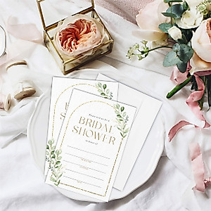 luixd Bridal Shower Invitations, Golden Arch & Greenery, 25 Invites With Envelopes, Fill In Style Invites For New Couples, Mr & Mrs Celebration, Party Favor & Supplies - A11