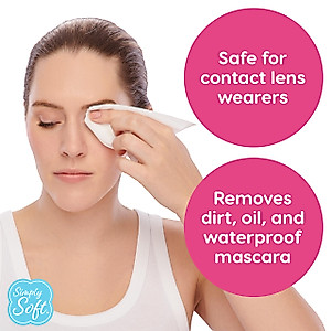 Simply Soft Makeup Remover Wipes, Premium Facial Cleansing Towelettes, Fragrance-Free, Hypoallergenic, pH Balanced, 25 ct. (2 Flip-top Packs)