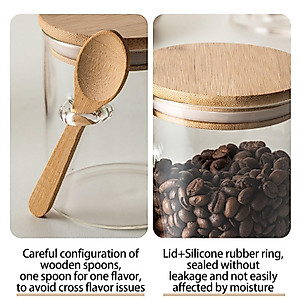 INSTITIZER 4 Pack Glass Jars with Bamboo Lid & Bamboo Spoons, 18.6oz Airtight Food Storage Containers, Clear Glass Jars for Cookie, Candy, Coffee, Sugar, Matcha Tea, Bath Salts