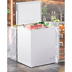 Muhub 10.0 Cu.Ft Chest Freezer,Deep Freezer with Removable Basket,Compact Freezer with Top Open Door, Adjustable Temperature, Low noise，Suitable for Kitchen Dorm Garage and Shed，White