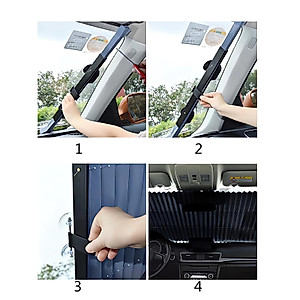 Car Retractable Curtain with UV Protection - 2023 New Cool Windshield Sunshade, Extra Large Sun Shade for Window, Front ＆ Rear Window Shades All (46cm/18.1in)
