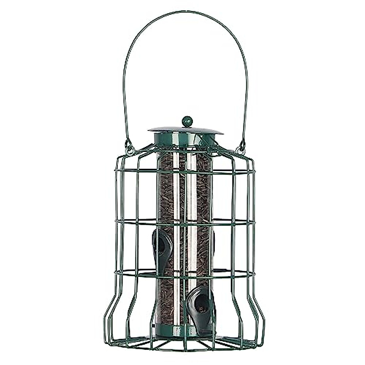 ISALRAY Outdoor Hanging Wild Bird Feeder Cage Squirrel Proof with Large PC Tube Metal Seed Guard Feeder
