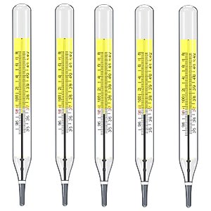 5 pcs Glass Thermometer Mercury Free Clinic Thermometer Traditional Thermometer Dual Scale Mercury Free C&F 5PK