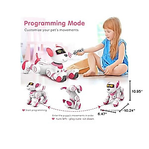 VATOS Remote Control Robot Dog Toy for Kids - Interactive Touch & Follow 17 Functions Robot Dog Pet, Programmable Smart Walking Puppy Intelligent Dancing RC Robot Toys for Girls 3-12 Birthday Gifts