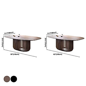 LAKIQ Solid Wood Oval Dining Table Small Space Modern Kitchen Dining Table Wood Top Table for Dining Room Kitchen Small Apartment(Black, 63''L x 31.5''W x 29.5''H)