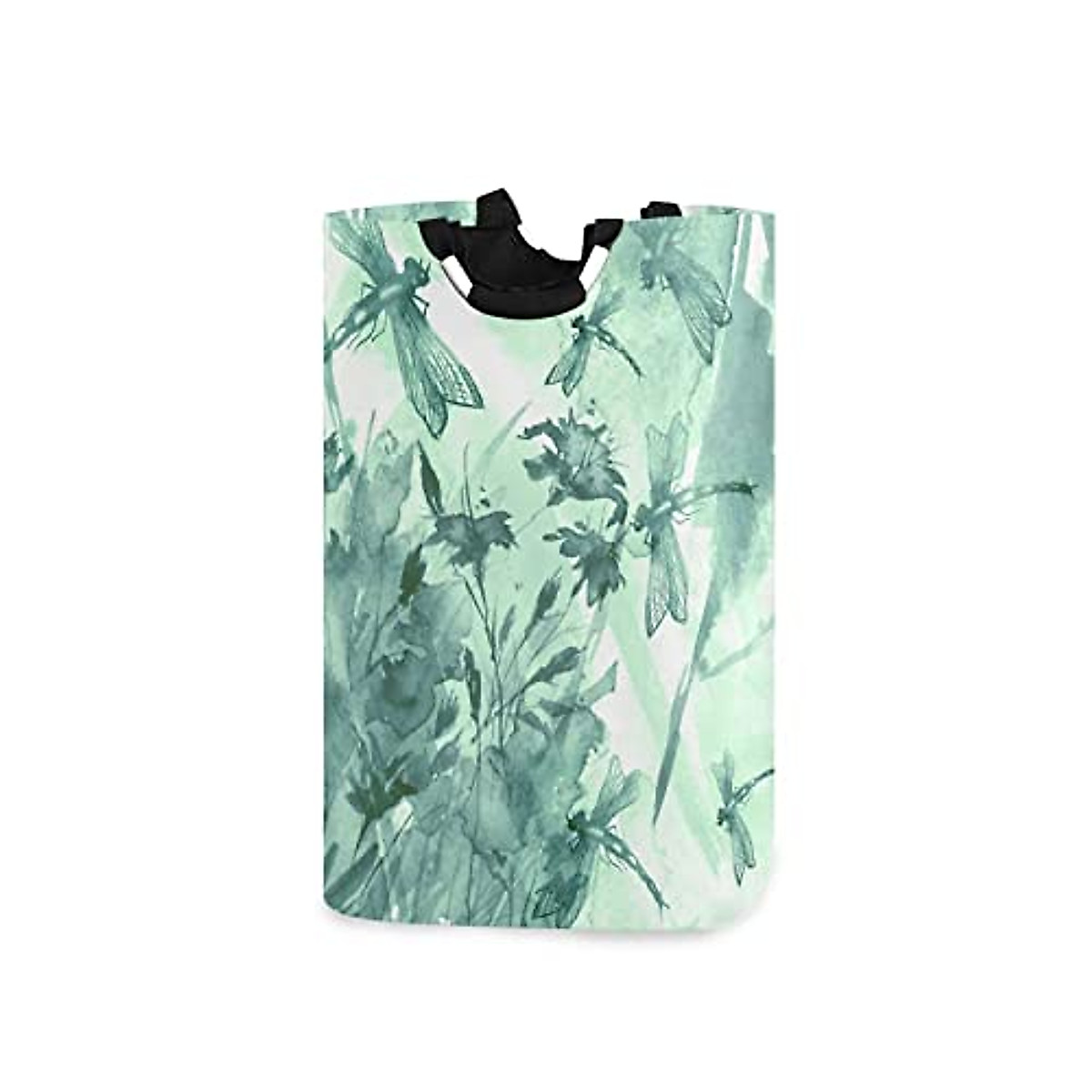Kigai Beautiful Watercolor Dragonfly Large Laundry Basket, Collapsible Laundry Hamper with Handle, 22L Foldable Laundry Bag for Dirty Clothes