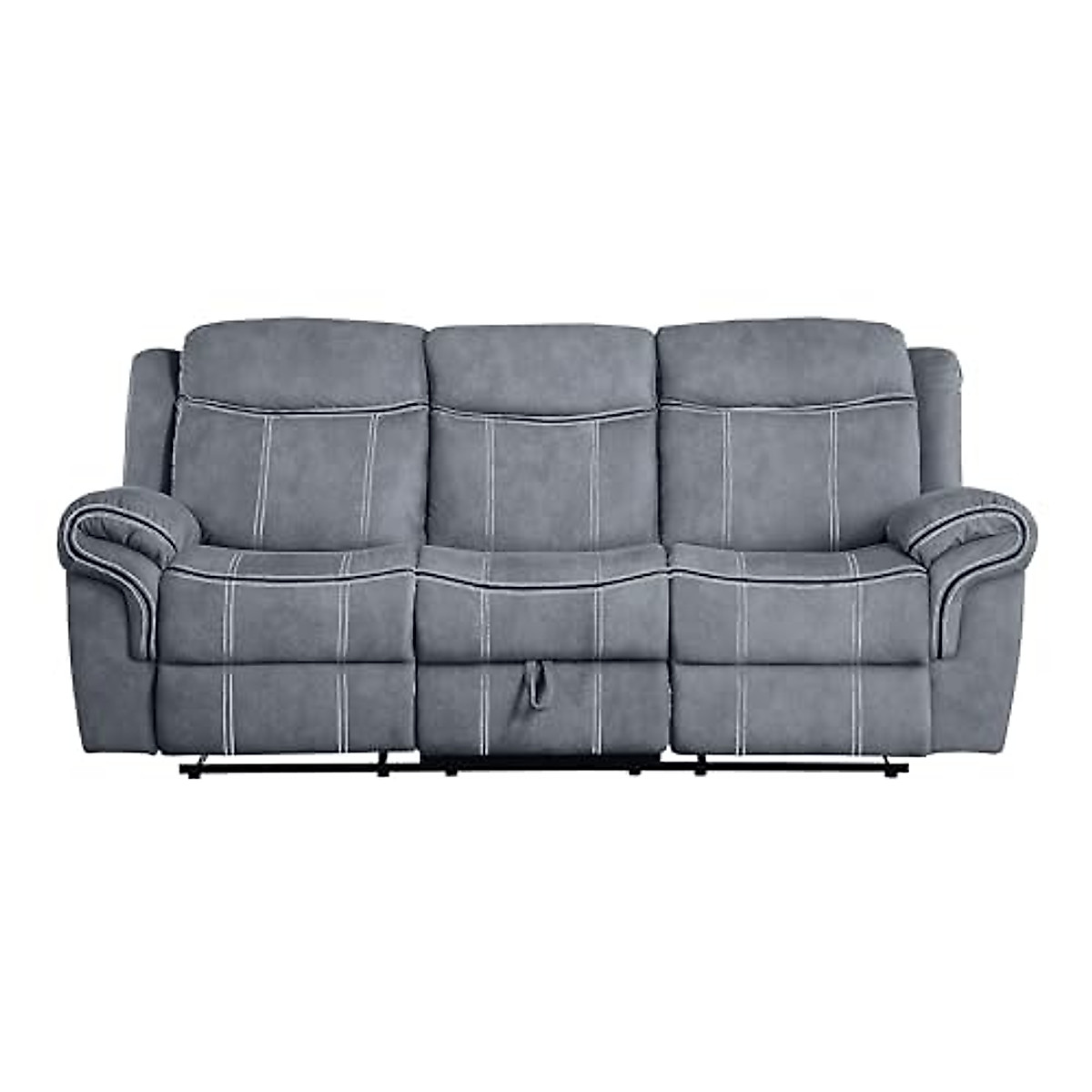 Acme Furniture Zubaida 41" x 87" Modern Velvet Reclining Sofa with USB Dock, 1 Storage Drawer, Tight Back & Seat Cushion, in 2-Tone Gray Finish