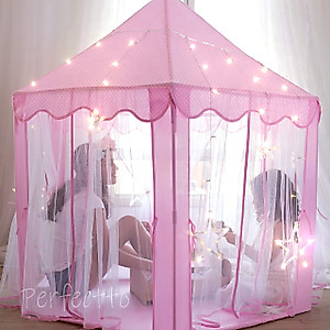 Princess Castle Play Tent with Star Lights - For Girls Age 3-7, Encourages Imaginative Play