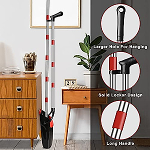 GRAREND Broom and Dustpan Set for Home, Upright 55" Long Handle Broom with Dustpan Combo Set, Lobby Broom Sweeping for House Kitchen Room Office Indoor Floor Cleaning Supplies Housewarming Gift - Red