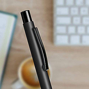 Cambond Ballpoint Pens Bulk, Black Pens Retractable Metal Ball Point Uniform Pens for Gift Business Police Men Flight Attendant, 1.0mm Medium Point Smooth Writing, 5 Pen with 10 Refills - Black