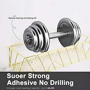 THCOFUUD Gold Shower Caddy, 5 Pack Rustproof Stainless Steel Organizer With Soap Holder & 2 Razor Hooks, Wall Mounted Shelves, Adhesive Rack, Large Capacity Basket for Storage, Gold Decor