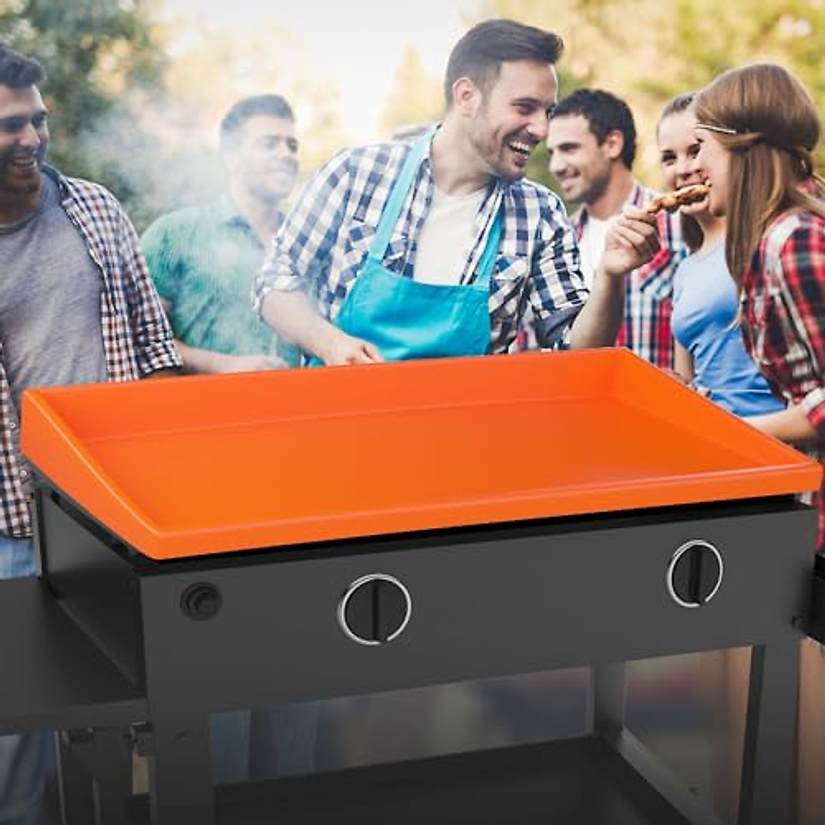 Velway 28" Silicone Griddle Mat for Blackstone - Upgraded Full-Edge Heavy Duty Griddle Mat Cover - Protect Grill from Dust, Rust, Leaves - All Season Protective Cover for Blackstone Grill (Orange)