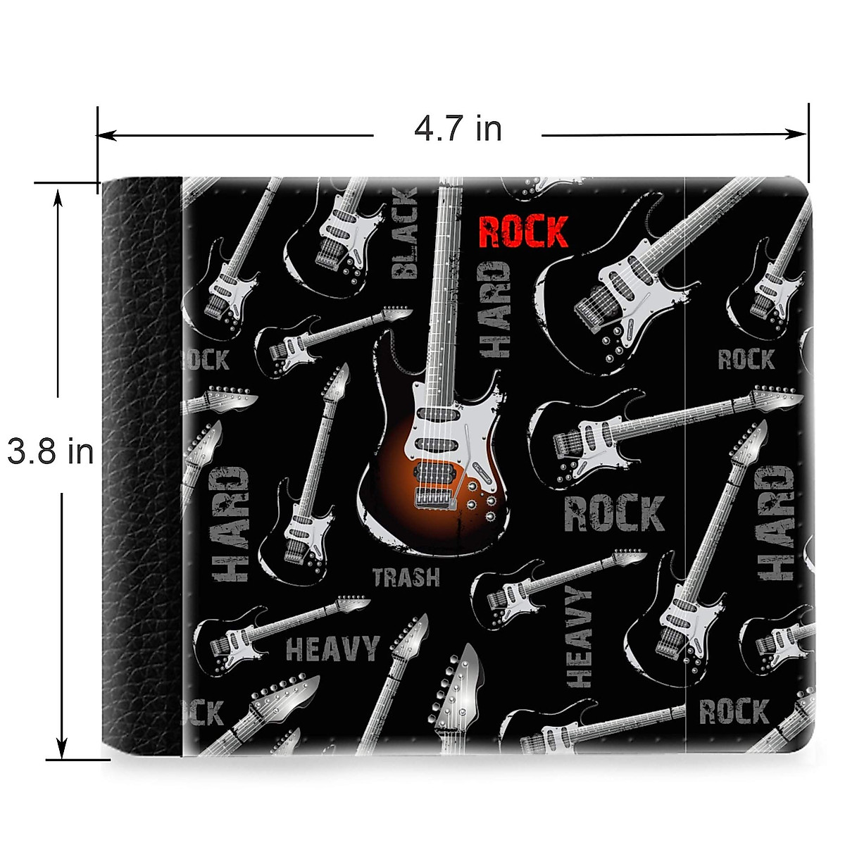 Ztion Unique Desige Pattern - Rock Guitar background, Slim Front Pocket Wallet Billfold RFID Blocking