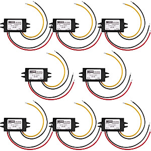 DC Converter 12V to 5V 3A 15W DC Buck Converter Module, DC to DC Reduced Voltage Regulator Car Power Converter Output Power Adapter, Wire Interface (8 Pieces)