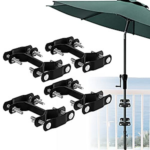 Vinazone Patio Umbrella Holder, Heavy Duty Deck Umbrella Mount, Umbrella Holder for Deck Railing, Deck Mount Umbrella Holder, Umbrella Deck Mount, Umbrella Clamp for Fence, Railing, Deck- 4Pack -Black