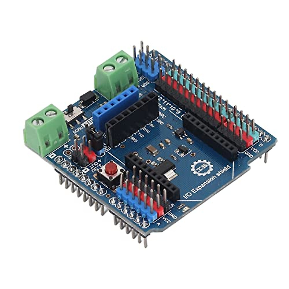 Sensor Expansion Board, 14 Digital 6 Analog Ports Practical 3P Sensor Expansion Module Communication Storage Interface Support External Power Supply for DIY