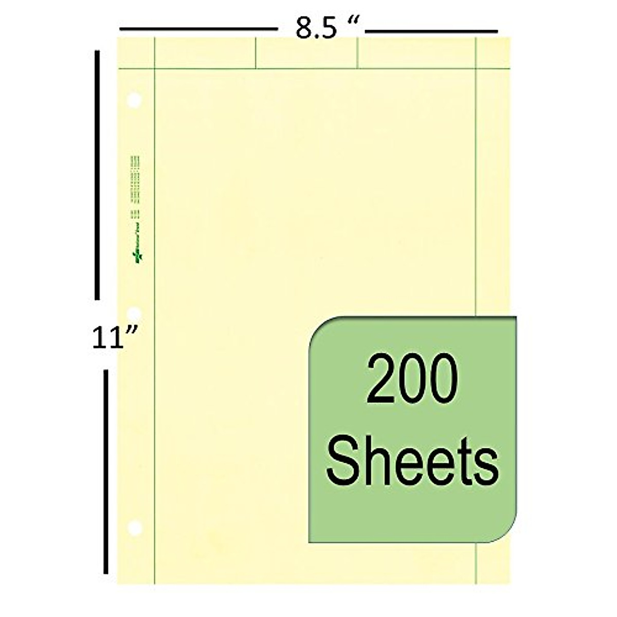 National Computation Pad, 5 x 5 Quad Ruling and Unruled, 8.5" x 11", 200 Sheets (42389), Green