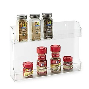 Huang Acrylic Clear Two Shelf Spice Rack Organizer, Cabinet Mount Potential