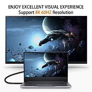 Poyiccot 8K HDMI Extension Cable, Short 8K HDMI 90 Degree Right Angle Male to Female HDMI 2.1 Cable Adapter 48Gbps with 8K 60Hz Video and 3D HDR for TV/Xbox /PS4 /PS5 (Right M/F), 0.5feet