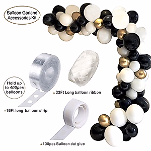 Heboland Black Gold White Balloon Garland Arch Kit 92Pcs Balloons16ft Long for Birthday Party Graduation Event Decorations