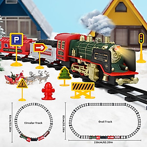 Neragron Remote Control Train Set, Christmas Electric Train Set with Steam, Sound & Light, Kids Train Track with Rechargeable Battery, Christmas Toy Train Gifts for Age 3 4 5 6 7 8 Years Old Kids