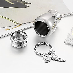 Small Urns for Human Ashes 2.95 Inch Small Keepsake Urns with Wing Charm Mini Cremation Urns for Ashes Stainless Steel Memorial Ashes Keepsake
