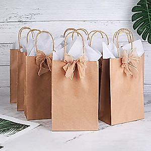 Ecicdo 50 Pieces 5x3x8 Inches Kraft Paper Gift Bags with Handles, Small Paper Bags with Handles, Paper Party Favor Bags
