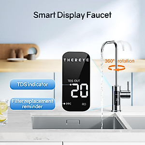 Thereye 8 Stage Reverse Osmosis System, 700 GPD Tankless Reverse Osmosis Water Filter, Under Sink RO Water Filtration System, Reduce PFAS/TDS, Smart LED Faucet, 2:1 Pure to Drain, Blue