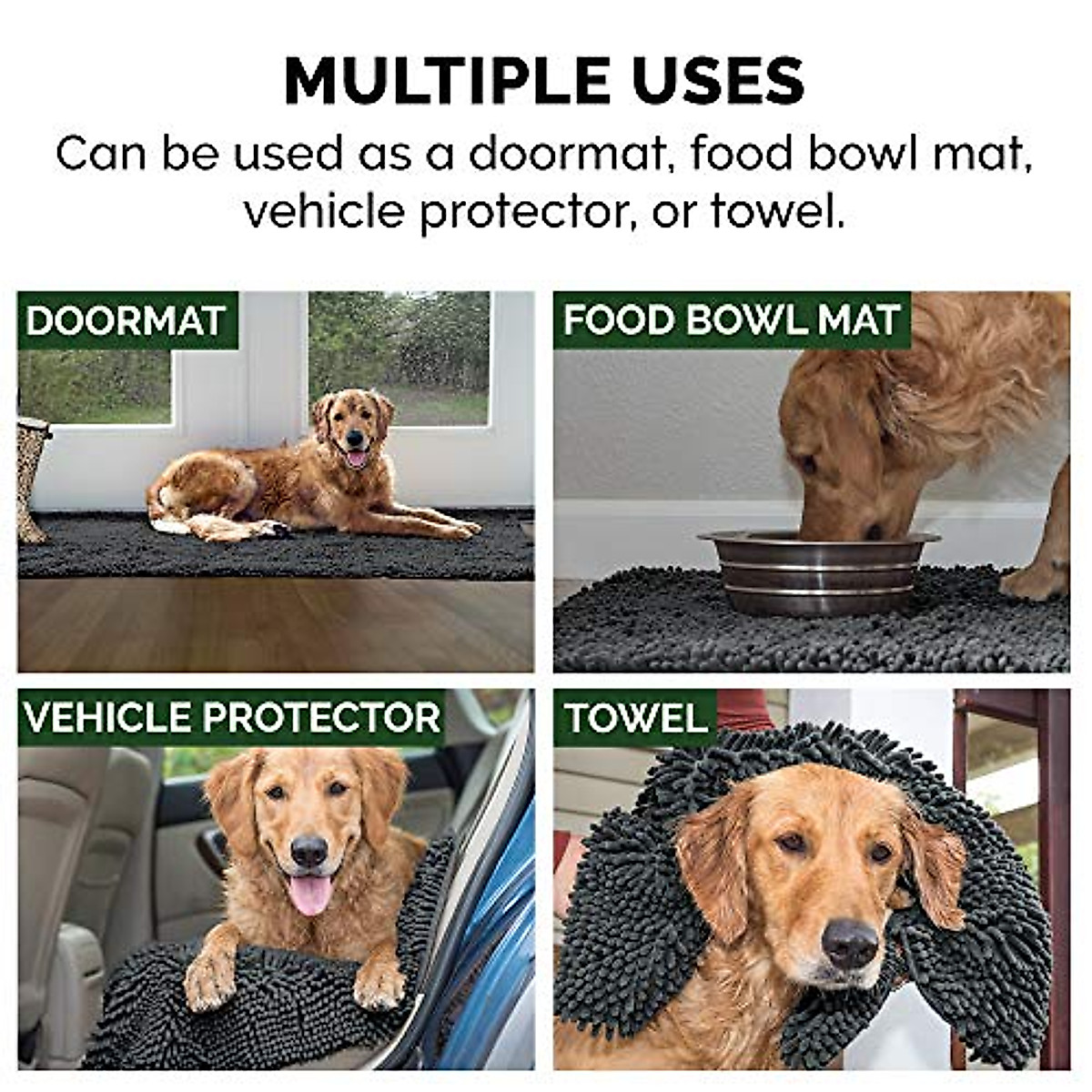 Furhaven XXL Runner Pet Door Mat Muddy Paws Absorbent Chenille Shammy Rug, Washable - Charcoal (Gray), Runner