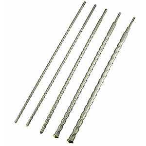 Erie Tools 5 Piece 24" SDS Masonry Drill Bit Set fits Milwaukee Hilti Bosch Tungsten Carbide Tip 3/8", 1/2", 5/8", 7/8" & 1"