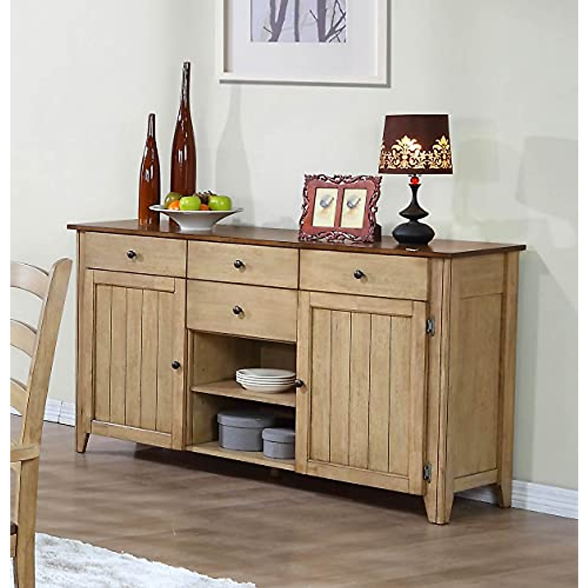 Sunset Trading Brook Sideboard Server, Distressed Wheat/Pecan