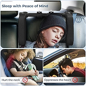 Yoocaa Car Headrest Pillow, Road Pal Headrest, Adjustable Car Seat Head Neck Support, U Shaped Car Sleeping Pillow for Kids & Adults (Black)