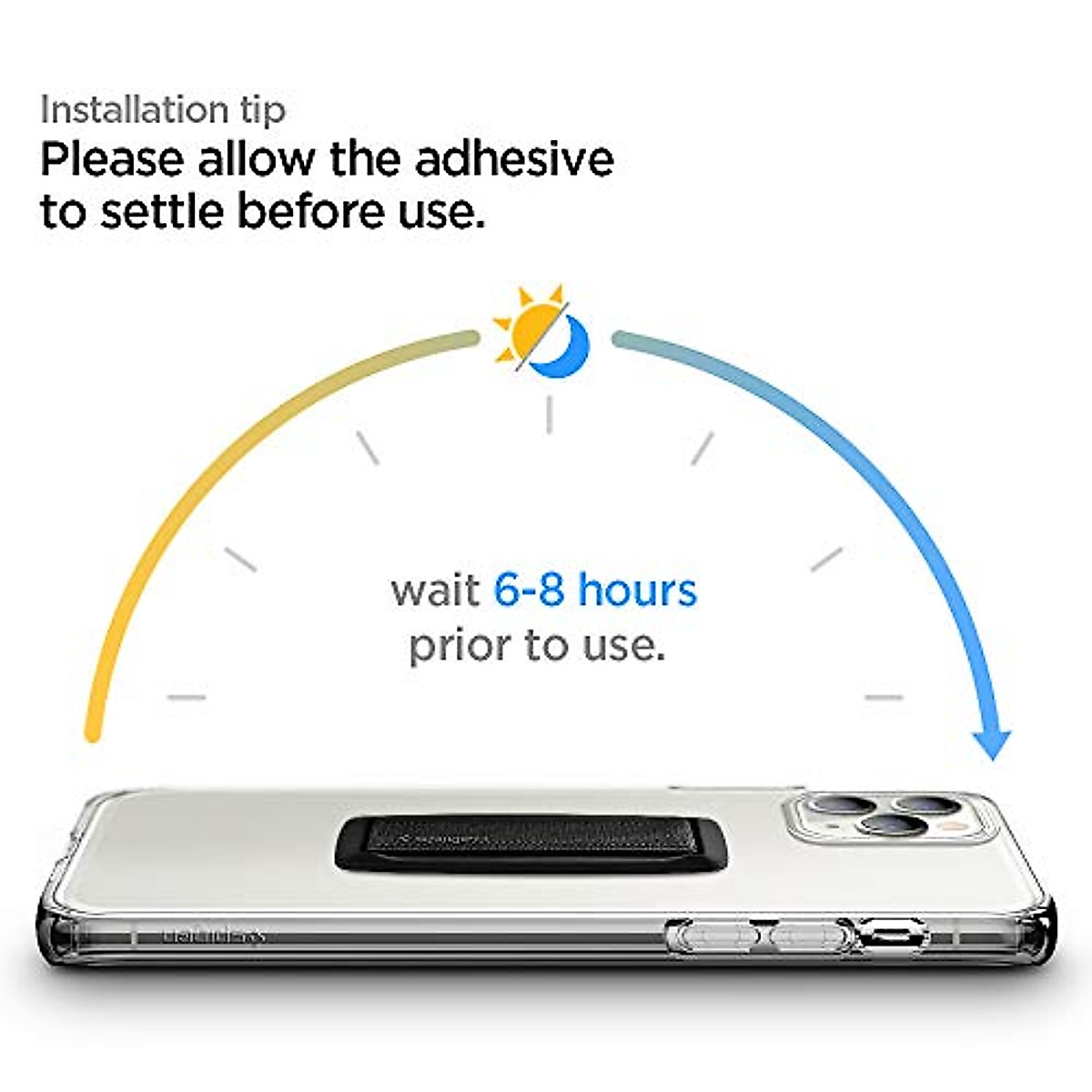 Spigen Flex Strap Cell Phone Grip/Universal Grip/Smartphone Holder Soft Elastic Strap Holder Designed for All Smartphones and Tablets - Black