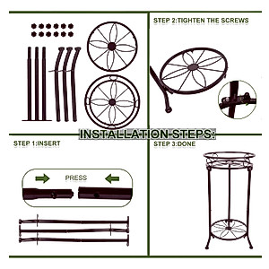 Metal Plant Stands Indoor, 2 Tier Tall Plant Stand Outdoor Potted Flower Pot Holder, Anti-Rust Heavy Duty Multiple Holder Shelf Rack 20.3" (Brown)
