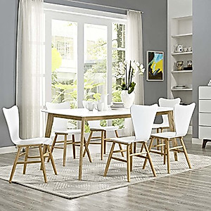 Modway Stratum 71" Mid-Century Modern Kitchen and Dining Room Table in White