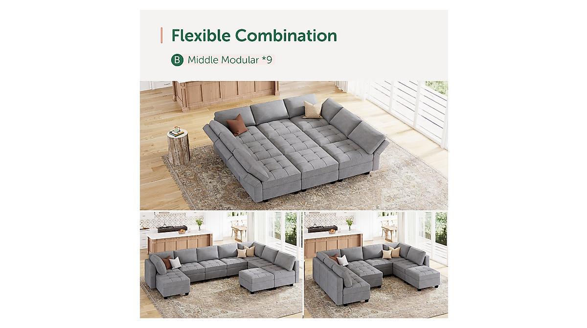 Versatile HONBAY Modular Sectional Sofa with Storage