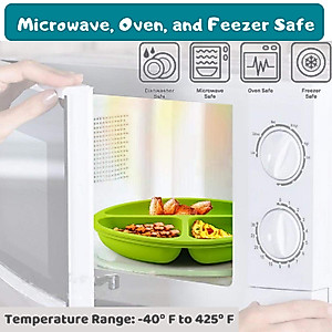 Silikong Divided Silicone Plates for Toddlers ** NO SUCTION** | BPA Free | Dishwasher, Microwave and Oven Safe | Kids Plates with Dividers (Boys)