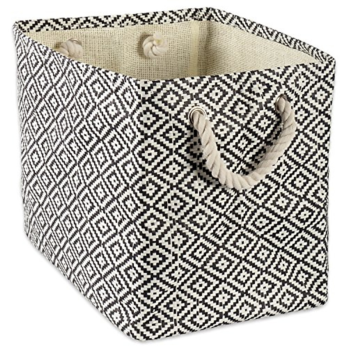 DII Woven Paper Storage Bin, Geo Diamond, Black, Medium Rectangle