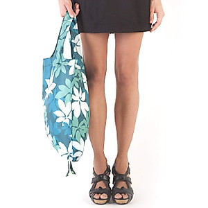 Envirosax Reusable Grocery Bags- Pack of 5 Botanica Foldable Quality Shopping Tote Bag, Eco-Friendly Polyester Washable. Multi Use - Shopping, Travel, Arts, Crafts or Beach