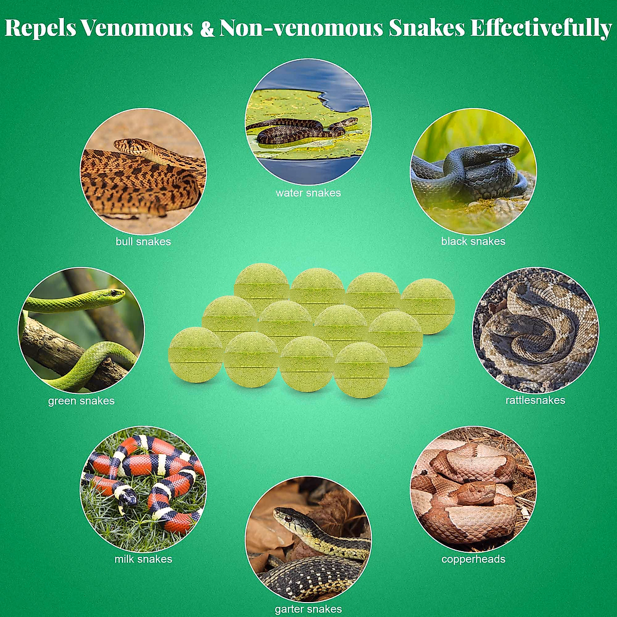24Pcs Natural Snake Repellent Powerful Snake Away Repellent Balls for Outdoors Indoor, Repel to Snakes Rats and Other Pests, Natural Plant Formula Pest Insect Control