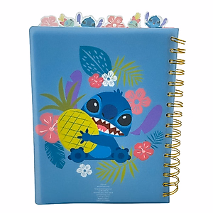 Innovative Designs Disney Stitch Tab Journal Notebook Ohana Spiral Bound, 144 Lined Pages, 8 x 7 inches, Blue