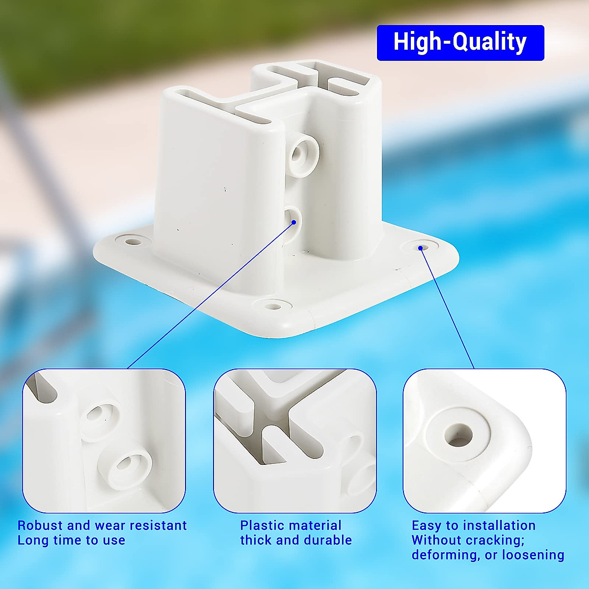 Pool Ladder Flanges for Heavy Duty Resin in-Pool above Ground Swimming Pool Ladder (2 Pack)
