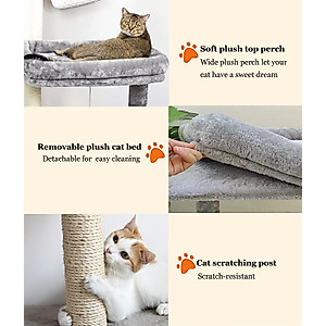 SYANDLVY Small Cat Tree for Indoor Cats, Activity Cat Tower with Scratching Post for Kittens, Cat Bed & Furniture with Basket & Hanging Ball for Play Rest